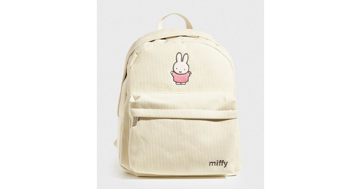 Skinnydip Cream Miffy Embroidered Corduroy Backpack | New Look