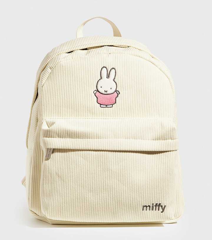 Skinnydip Cream Miffy Embroidered Corduroy Backpack | New Look
