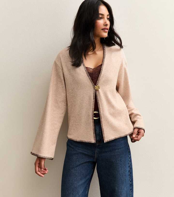 Brown Soft Touch Single Button Cardigan | New Look