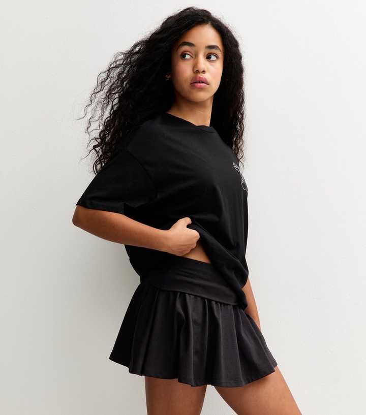 Girls Black Folded Waist Gathered Skort | New Look