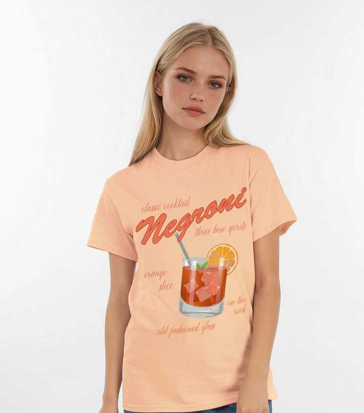 Brands In Peach Negroni Print T-Shirt | New Look