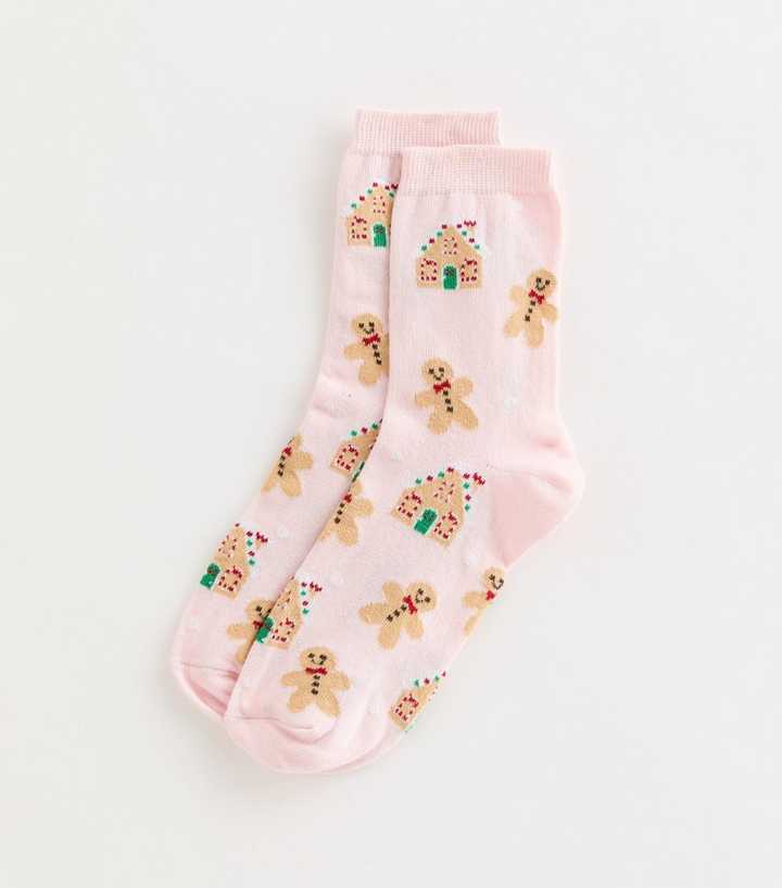 Light Pink Gingerbread Man Patterned Ankle Socks | New Look