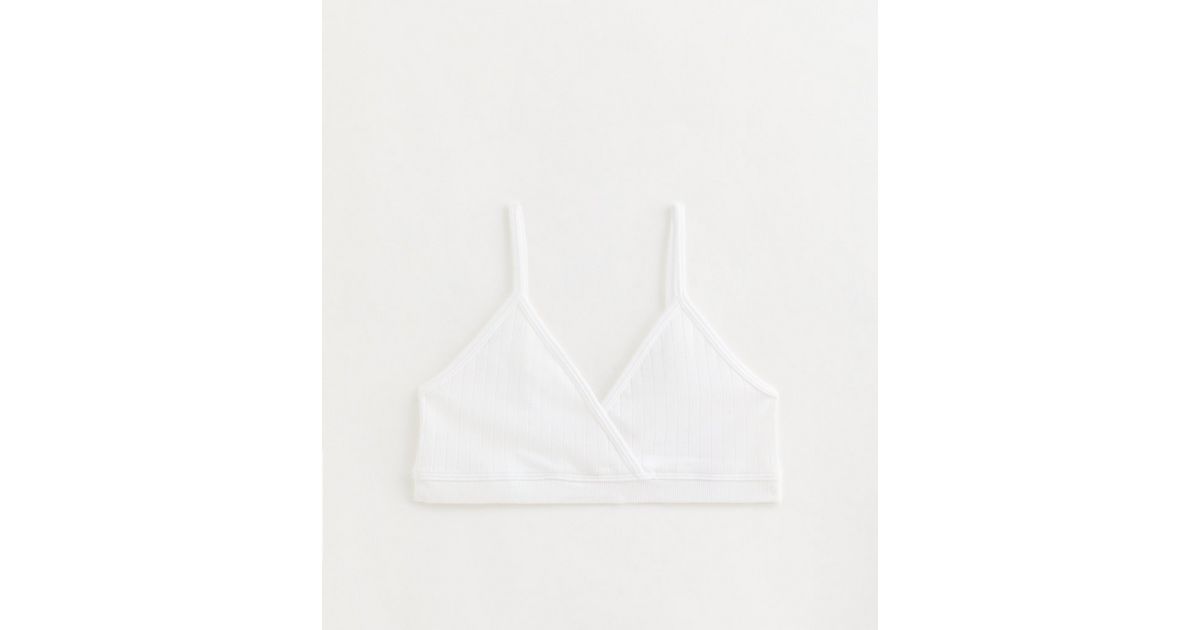 Girls White Seamless Ribbed Wrap Bralette | New Look