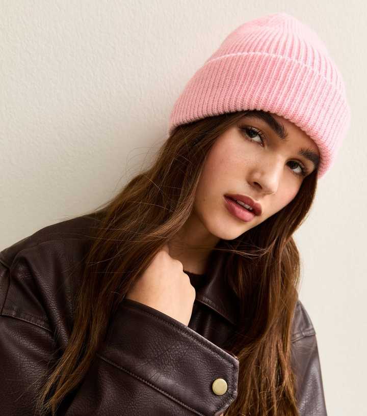 Light Pink Thin Ribbed Beanie | New Look
