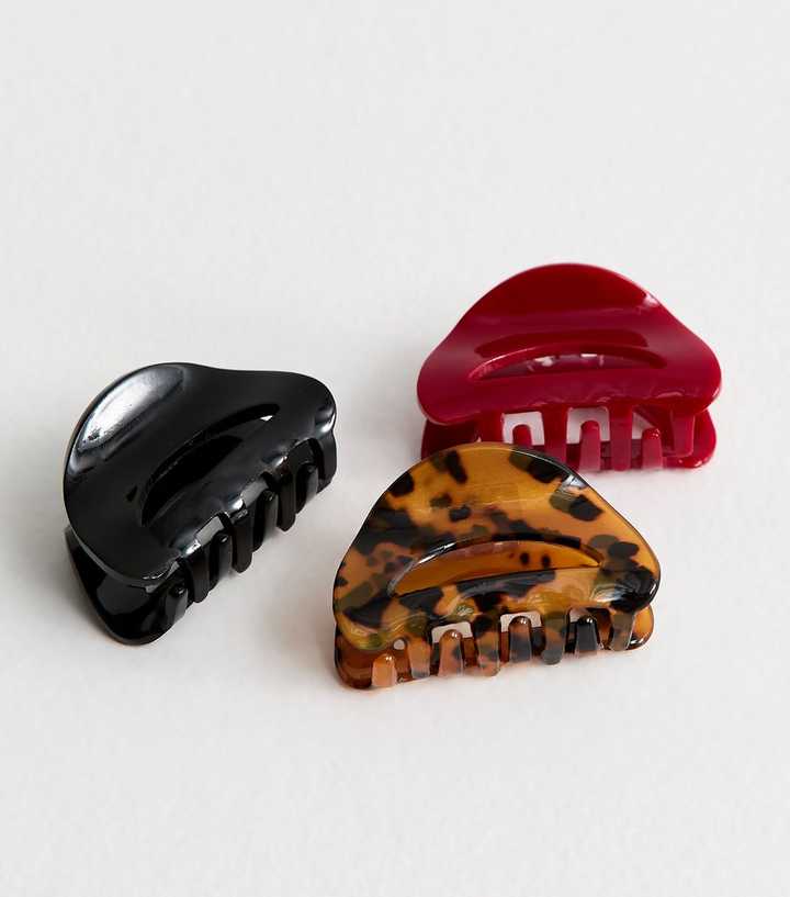 Pack Of 3 Multi Colour Cut Out Claw Clips | New Look