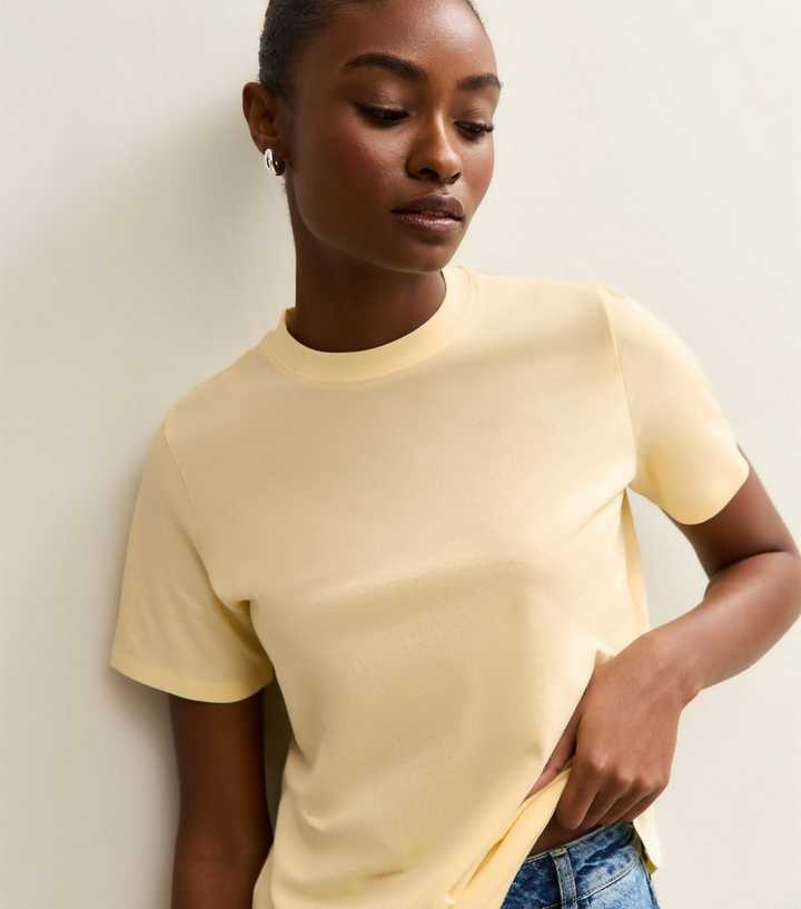 Light Yellow Cotton Crew Neck T-Shirt | New Look