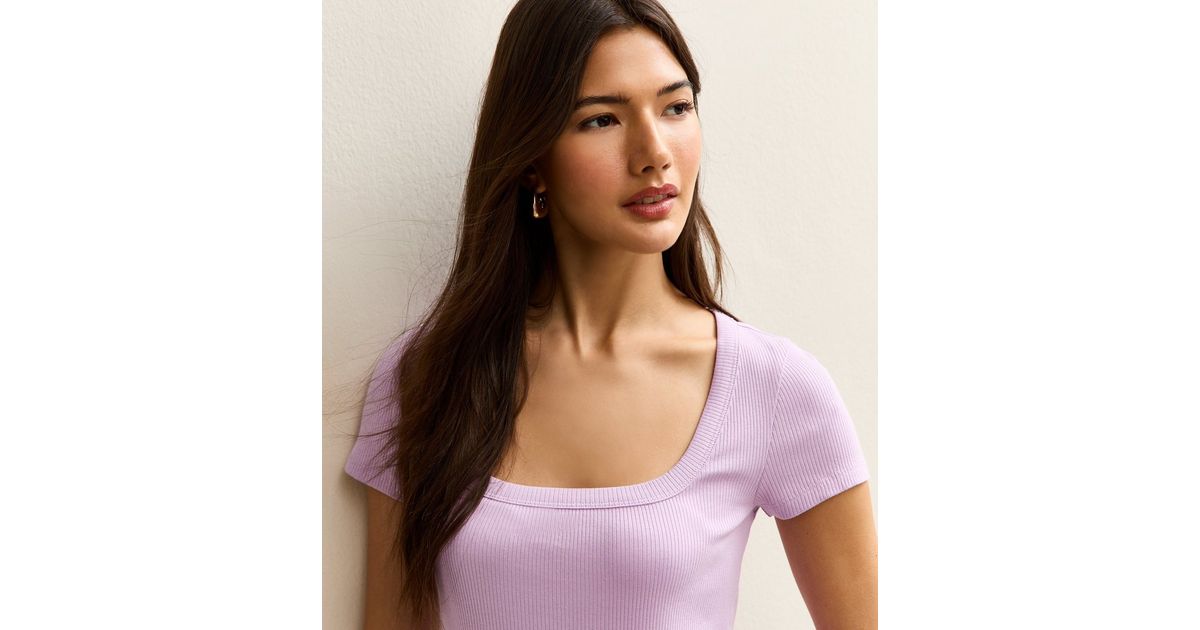 Lilac Square Neck Top | New Look