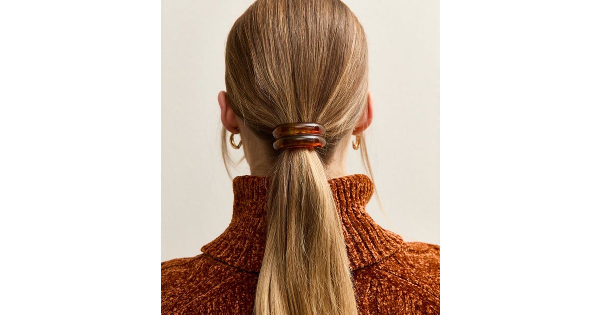 Mid Brown Resin Ponytail Holder | New Look