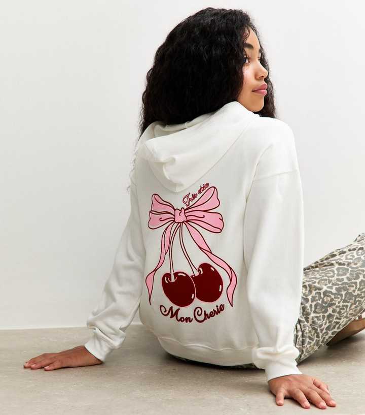 Girls Off White Tres Chic Bow Cherry Print Sweatshirt | New Look