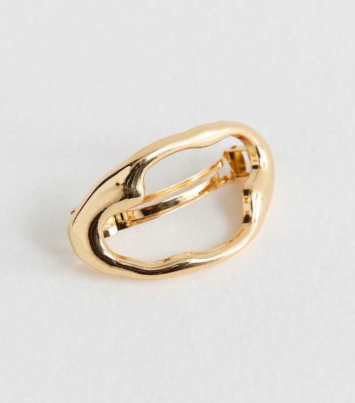 Gold Tone Metal Abstract Oval Hair clip | New Look
