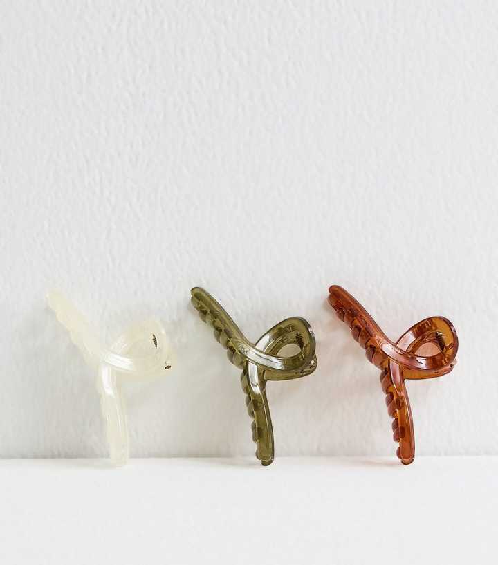 Pack of 3 Multi Colour Mini Twist Hair Claw Clips | New Look