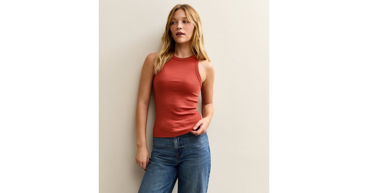 Dark Red Racer Back Vest Top | New Look