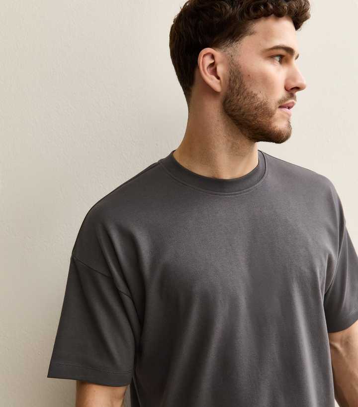 Dark Grey Boxy Crew Neck T-Shirt | New Look