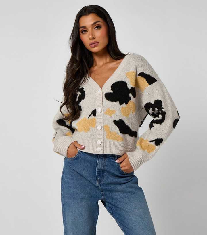 Urban Bliss Mid Grey Abstract Pattern Cardigan | New Look