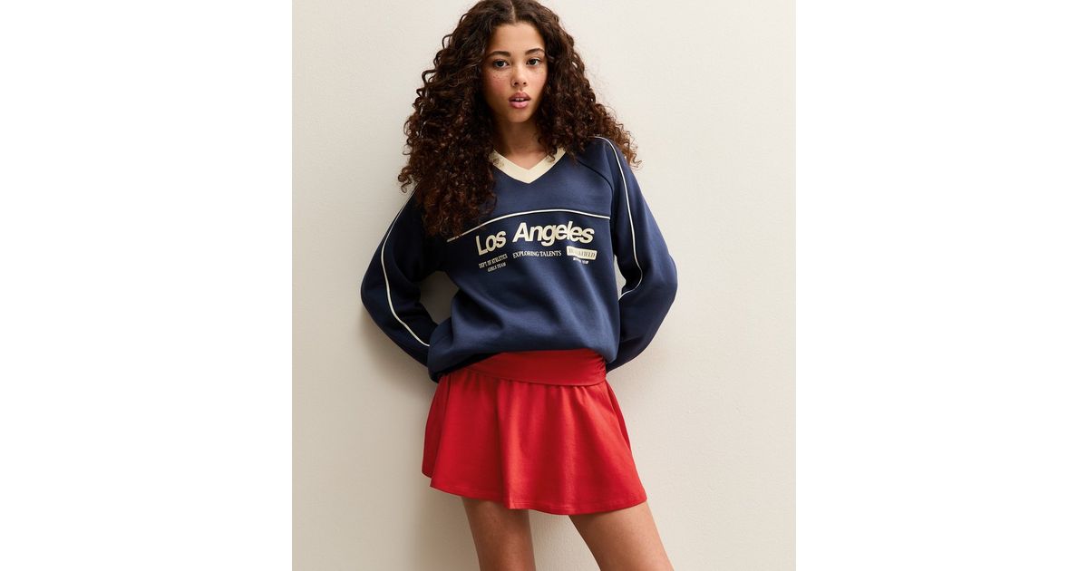Girls Bright Red Ruched Fold Over Skort | New Look