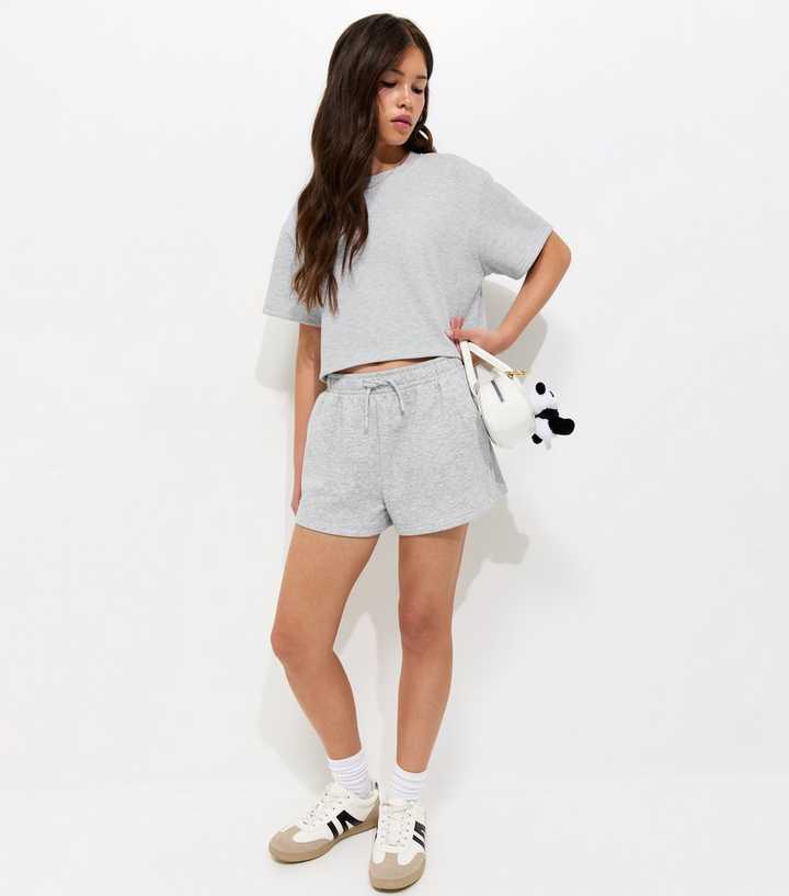 Girls Dark Grey Drawstring Jogger Shorts | New Look