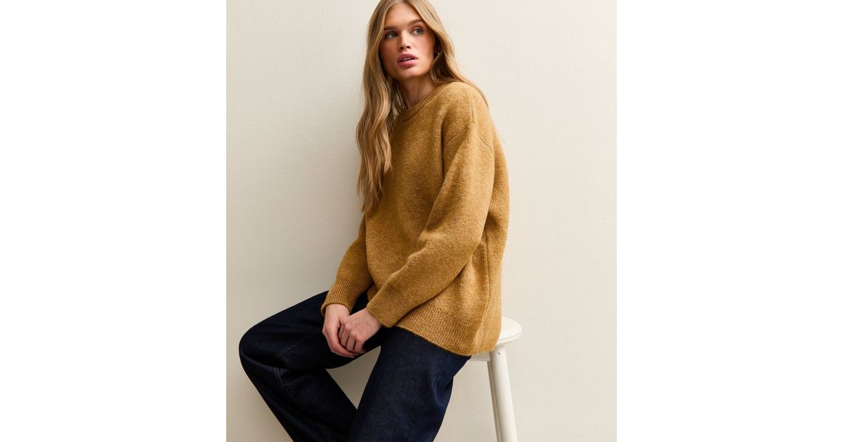 Dark Yellow Heavyweight Chunky Oversized Jumper | New Look