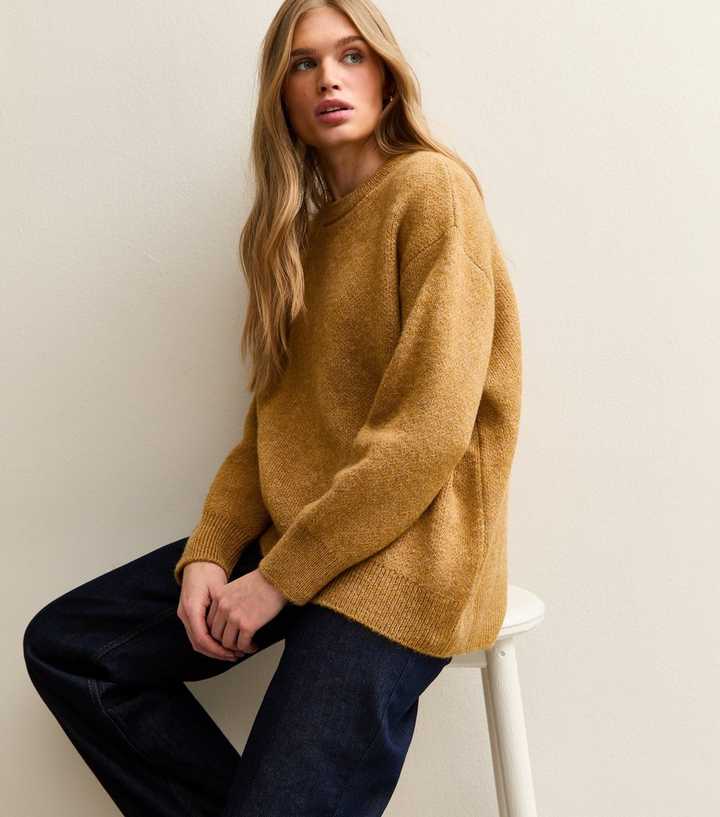 Dark Yellow Heavyweight Chunky Oversized Jumper | New Look