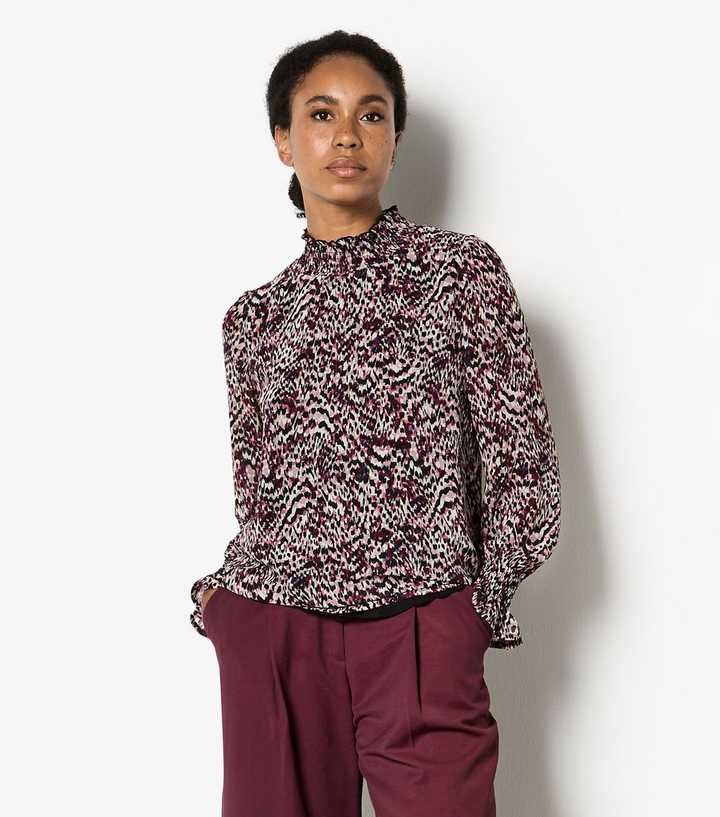Apricot Red Animal Print Long Sleeve Smocked Top | New Look