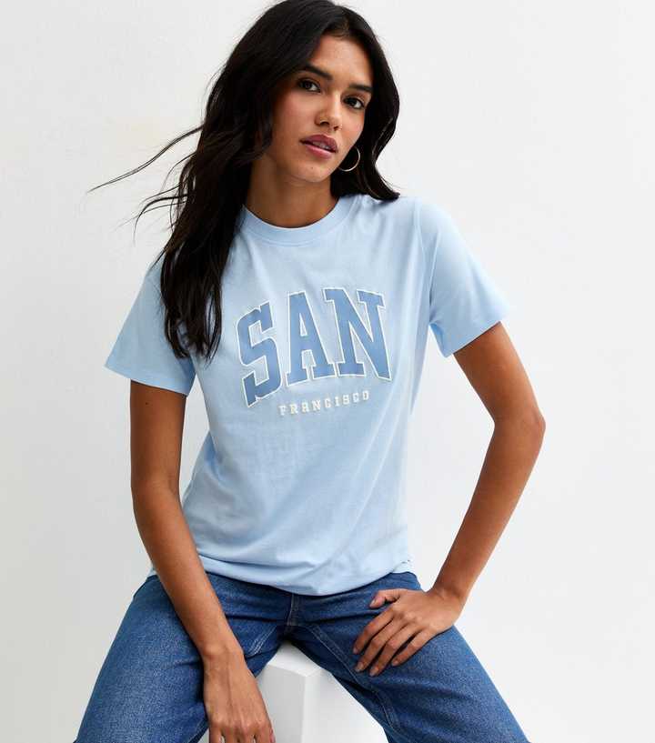 Light Blue Cotton San Francisco Logo T-Shirt | New Look