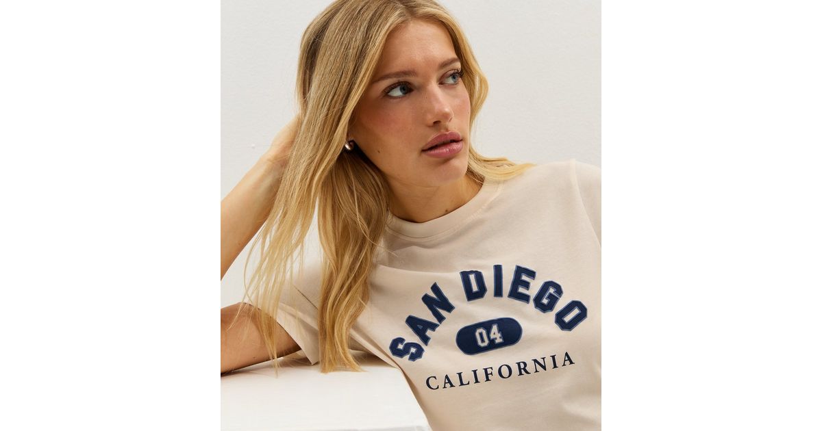 Off White Cotton San Diego Logo T-Shirt | New Look