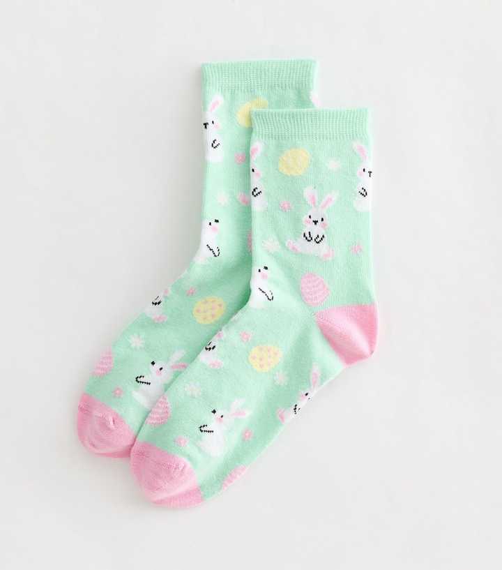 Mint Green Bunny Patterned Ankle Socks | New Look