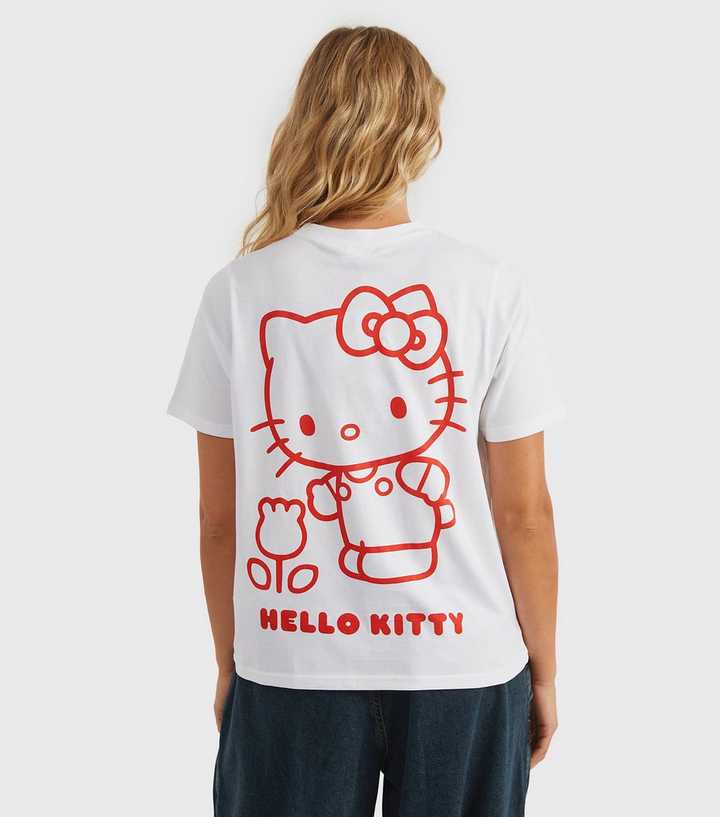 Custard Clothing White Hello Kitty Outline T-Shirt | New Look
