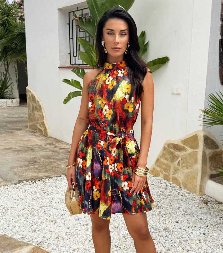 AX Paris Multicoloured Floral Halter Neck Mini Dress | New Look