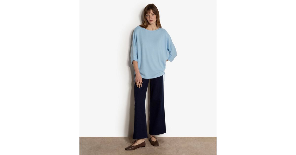 Apricot Blue Batwing Sleeve Drawstring Hem Jumper | New Look