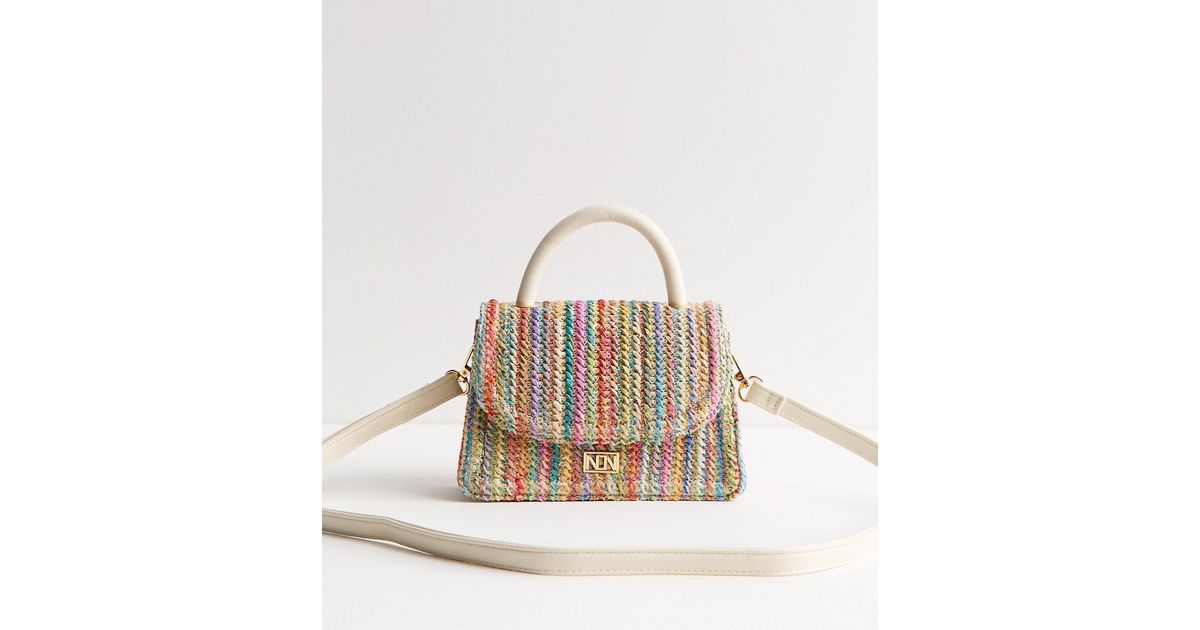 Multicolour Striped Woven Top Handle Bag | New Look