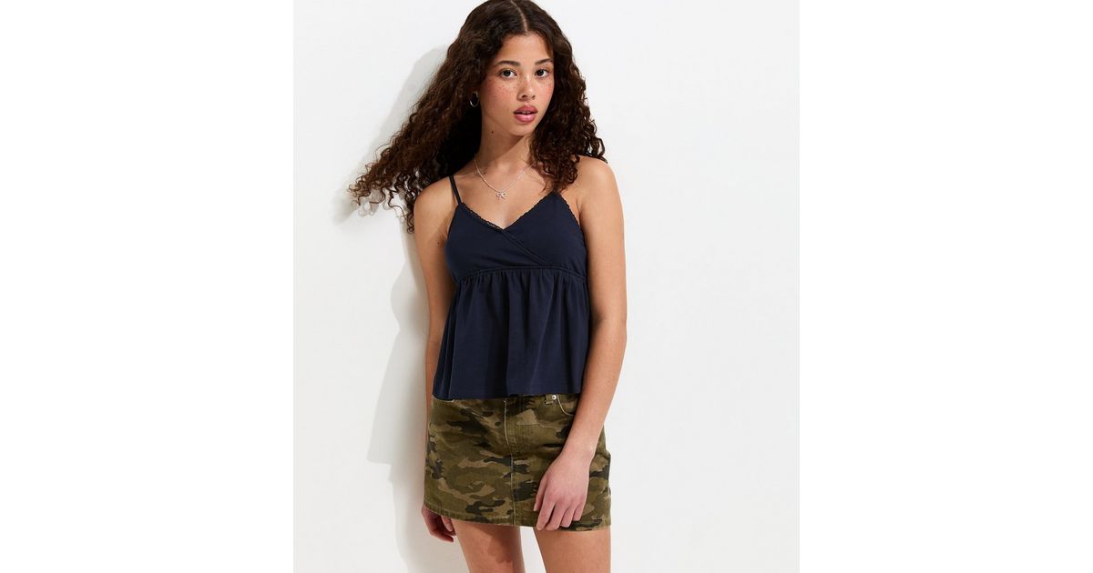 Girls Navy Triangle Cami Vest Top | New Look